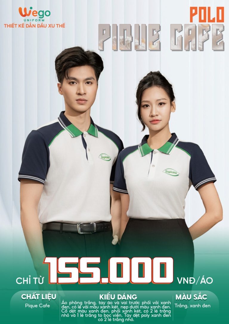 Áo thun phông đồng phục Pique Cafe: Màu trắng phối xanh đen, lé màu ...